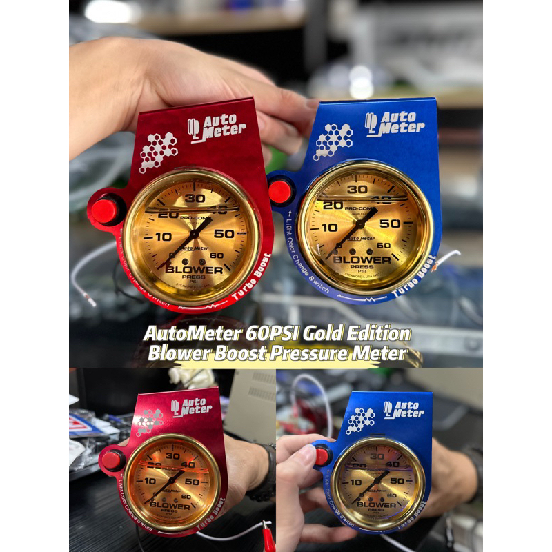 READYSTOCK🇹🇭🔥 GOLD EDITION AutoMeter Blower Turbo Boost Meter 60PSI ...