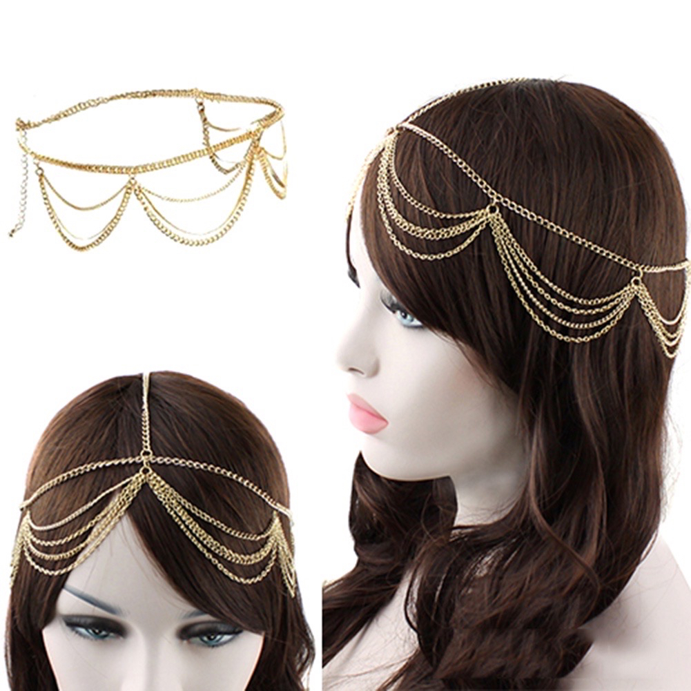 Arabian HeadChain Bollywood Bohemian Crystal Fringed Forehead Chain ...