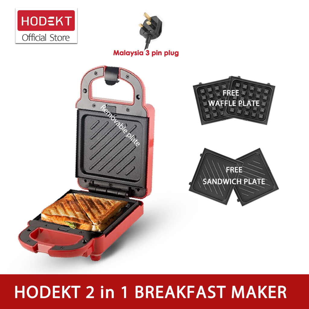 HODEKT Waffles Maker 2 In 1 Electric Breakfast Sandwich Machine Egg ...