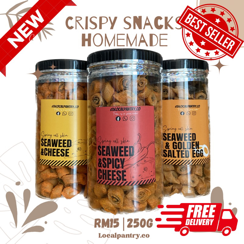 💥UPGRADE PACKAGING Popia seaweed salted egg/spicy cheese popia rumpai ...