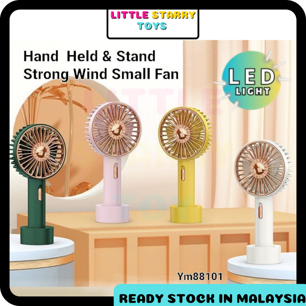 Ready Stock !!! Rechargeable Small Fan Hand Held With LED Light And ...