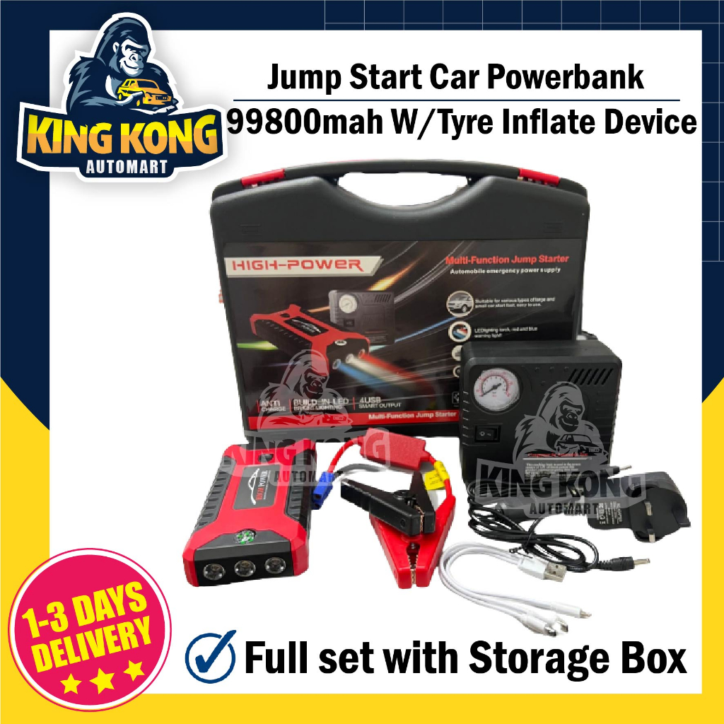 99800Mah Car Jumper Car PowerBank Multi function Car Pump Starter Car ...