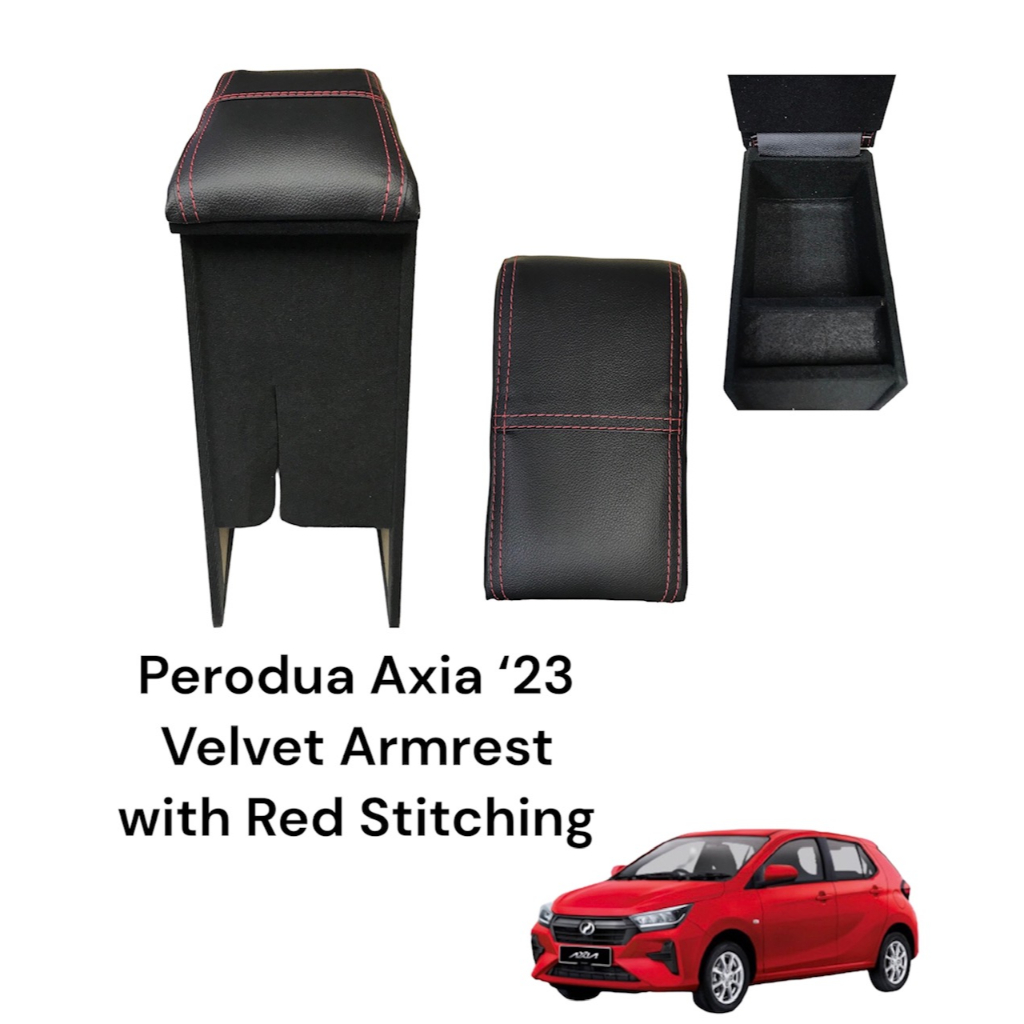 Perodua Axia 2023 Arm rest with Red Stitching (Velvet+PVC) | Shopee ...
