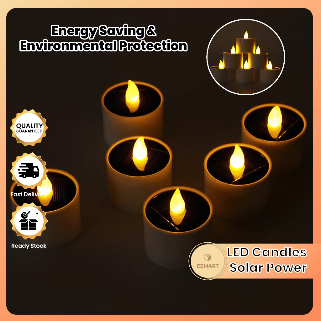 1PC LED Candles Solar Power Flameless Home Decorative Candles Outdoor ...