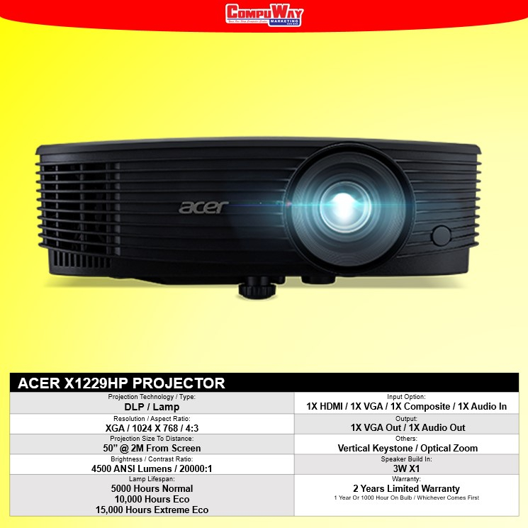 ACER X1229HP (XGA/4500AL/1024*768/4:3) PROJECTOR | Shopee Malaysia