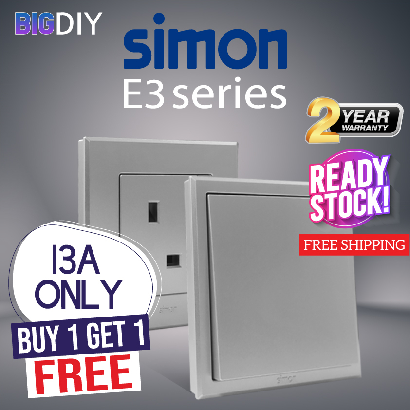 SIRIM!! 🔥13A Socket Buy 1 Free 1🔥Simon E3 Silver SIMON Switch E3 ...