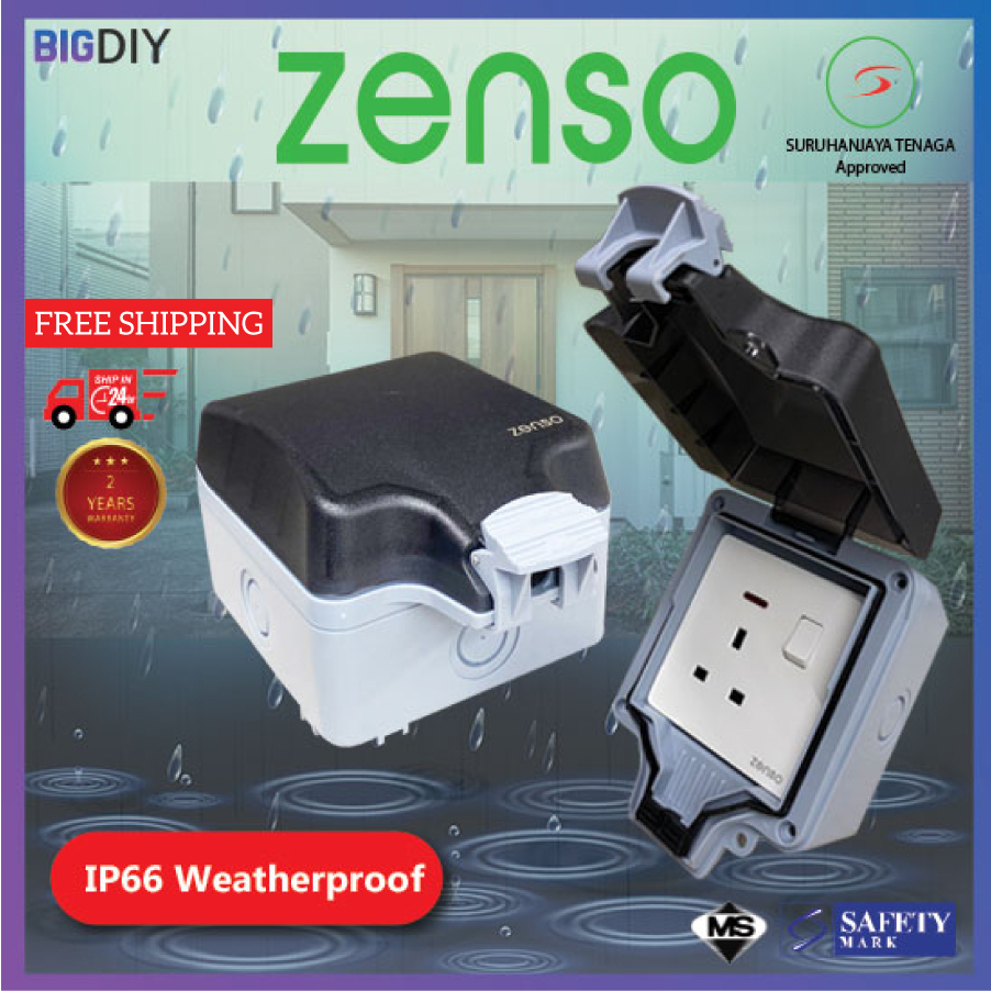 ZENSO IP66 Weatherproof Cover 13A / 15A Switch Socket (SIRIM APPROVED ...