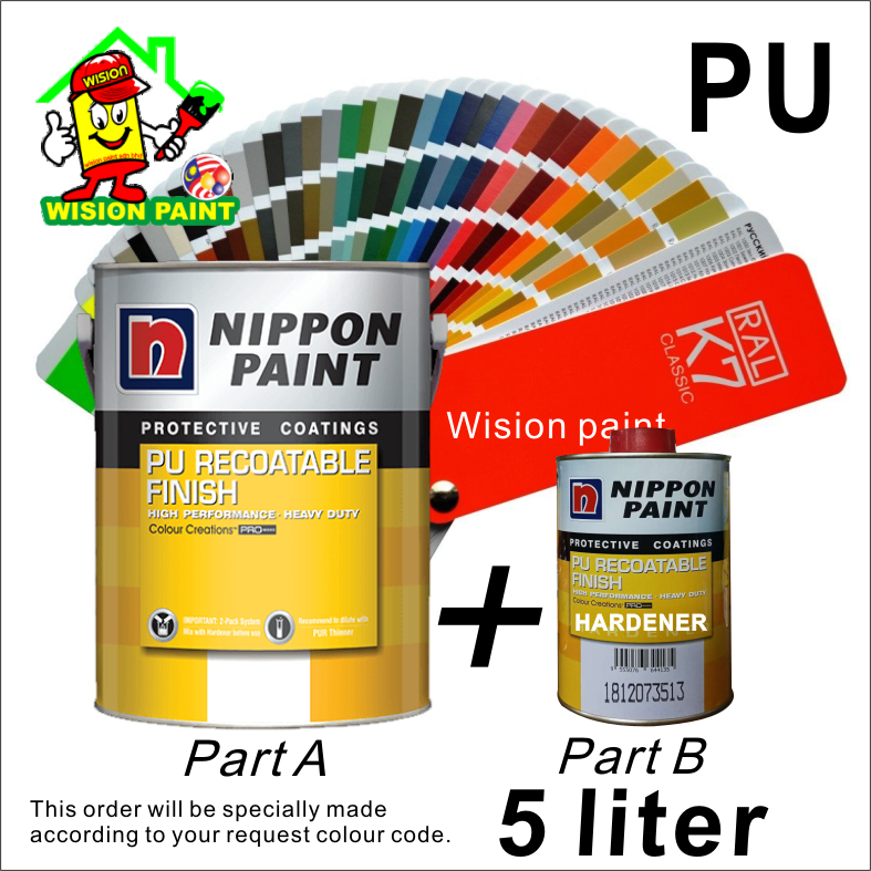 🔥READY STOCK🔥 5L NIPPON PAINT PU Recoatable Finish Gloss PUR Cat Epoxy ...