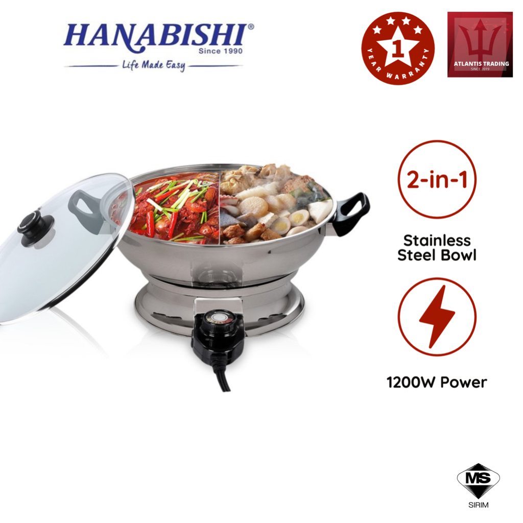 HANABISHI 2 IN 1 STEAMBOAT STAINLESS STEEL BOWL (4L) HA3322 | Shopee ...