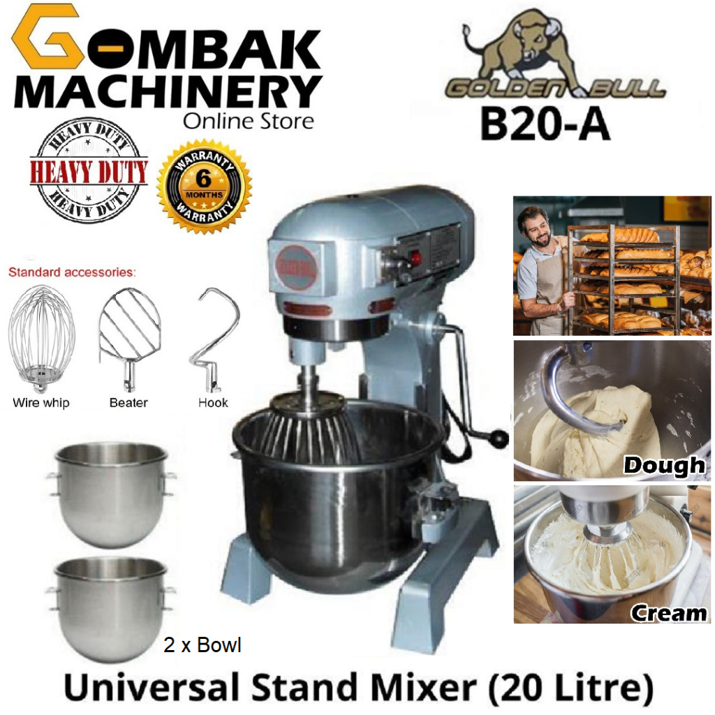 GOLDEN BULL B20-A 20L 5kg Planetary Universal Flour Mixer - Commercial ...