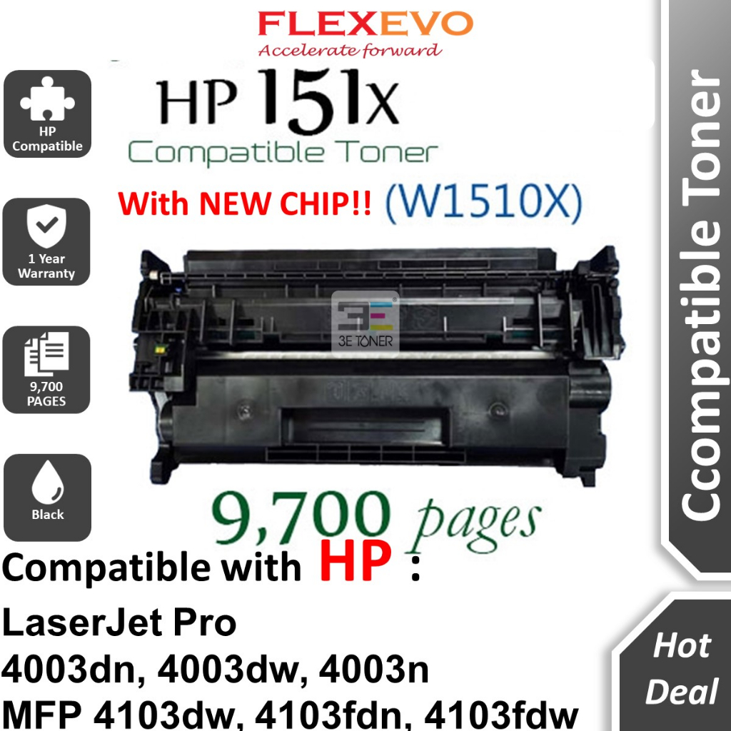 Compatible HP 151A 151X Toner with NEW CHIP W1510A W1510X Laserjet Pro ...