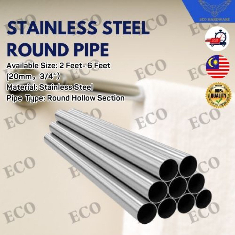 3/4" (19MM) Stainless Steel Round Pipe Hollow Tube/Towel Pipe/Hollow ...