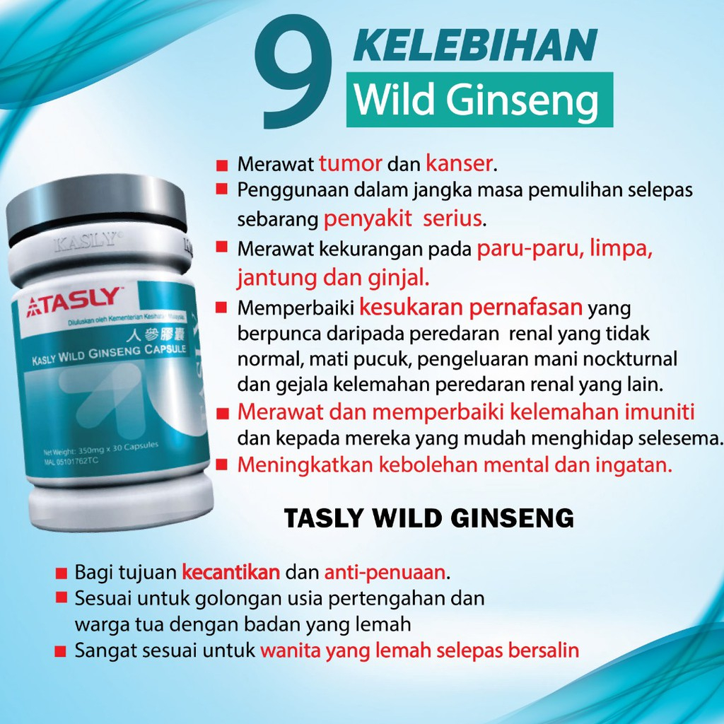 ORIGINAL TASLY Kasly Wild Ginseng Capsule 100% Herba Organik LULUS KKM ...