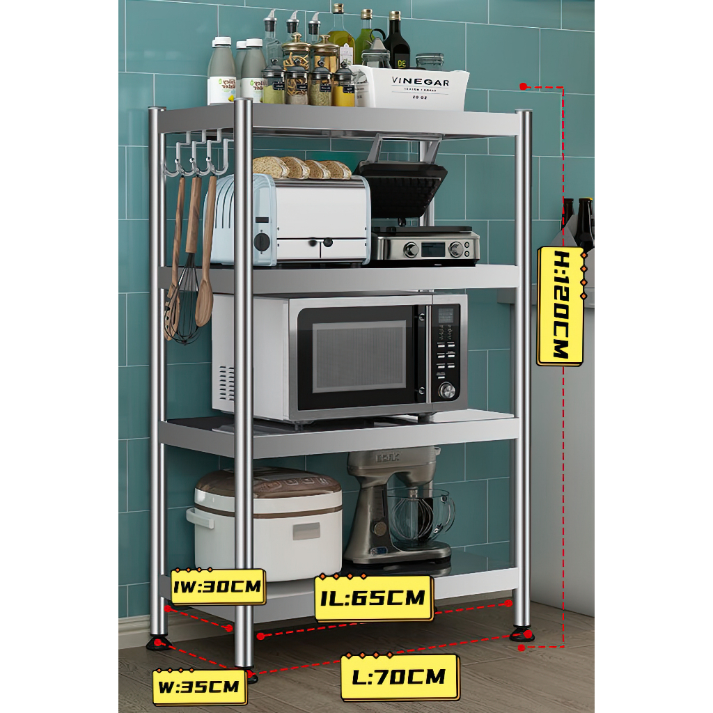 Easy Stainless Steel Kitchen Storage Rack Kitchen Shelf Microwave Rack ...