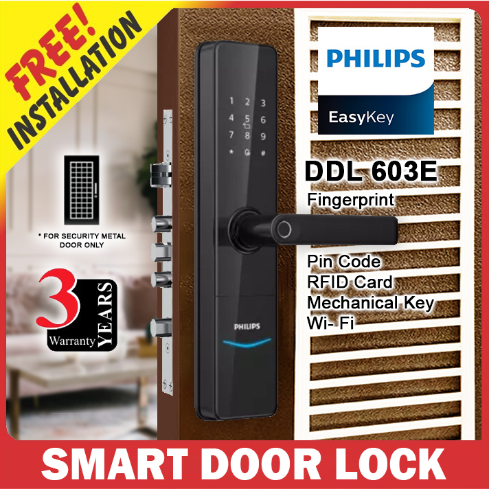 (2025 April Offer) PHILIPS Easykey DDL603E Smart Lever Door Lock DDL ...