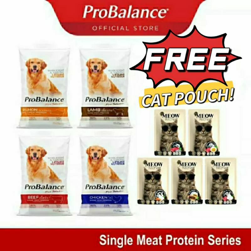FREE CAT WET POUCH! ProBalance Single Source Meat Dry Kibble Dog Food ...