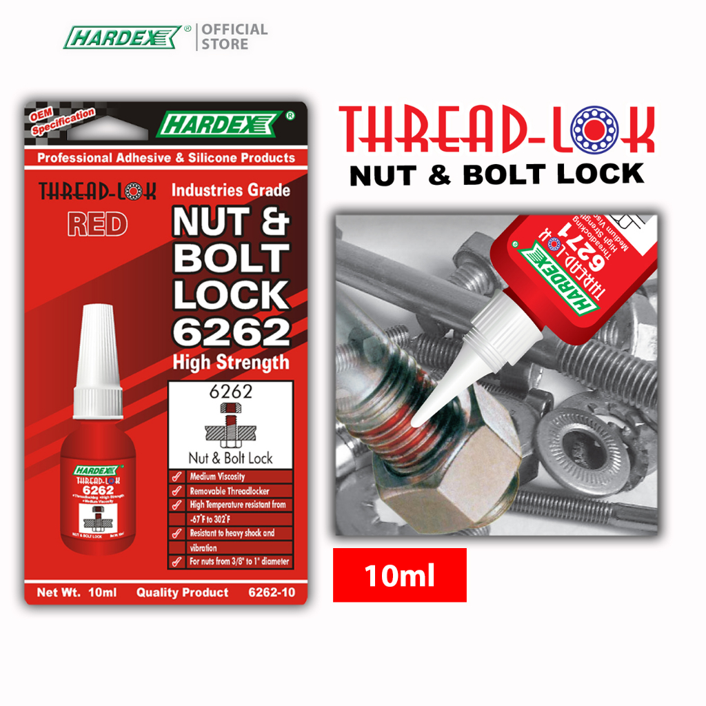 HARDEX Thread Lock Nut & Bolt Lock - 10ml (6262-10ML) | Shopee Malaysia