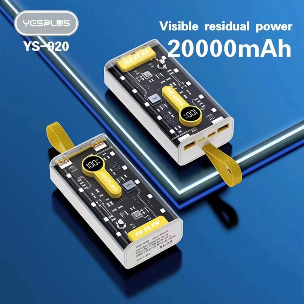 YESPLUS YS-920 Transparent 5A PD 22.5W 20000mAh Powerbank / Super Fast ...