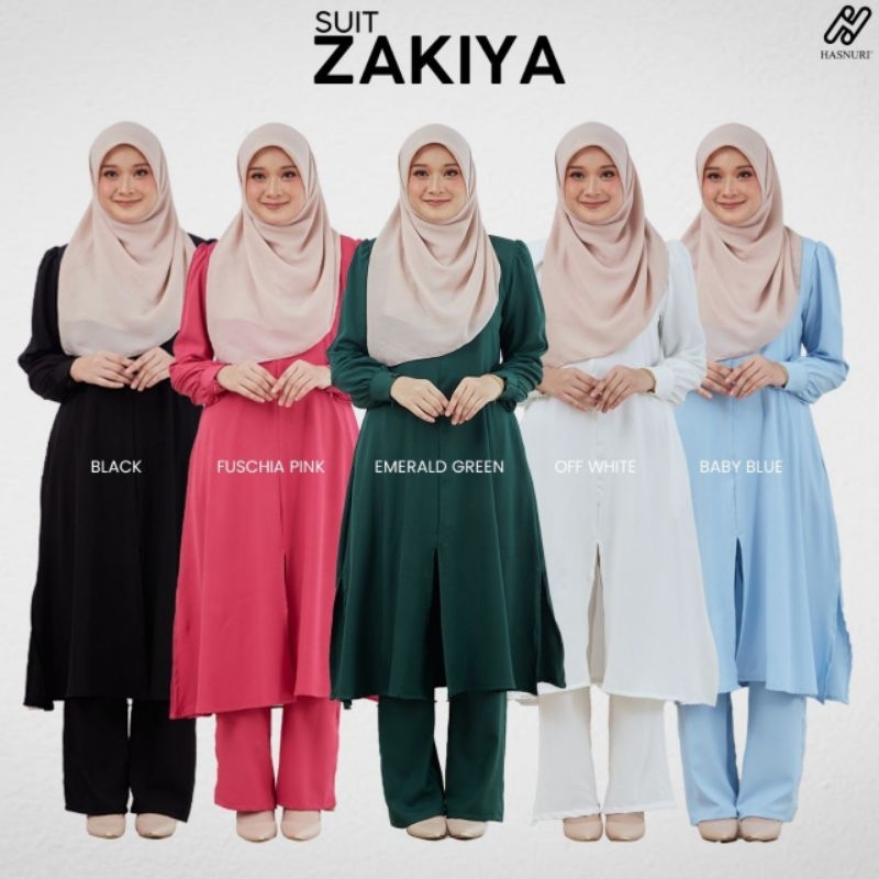 HASNURI SUIT ZAKIYA | MUSLIMAH SUIT | SELUAR STRIGHTCUT BLOUSE LABUH ...