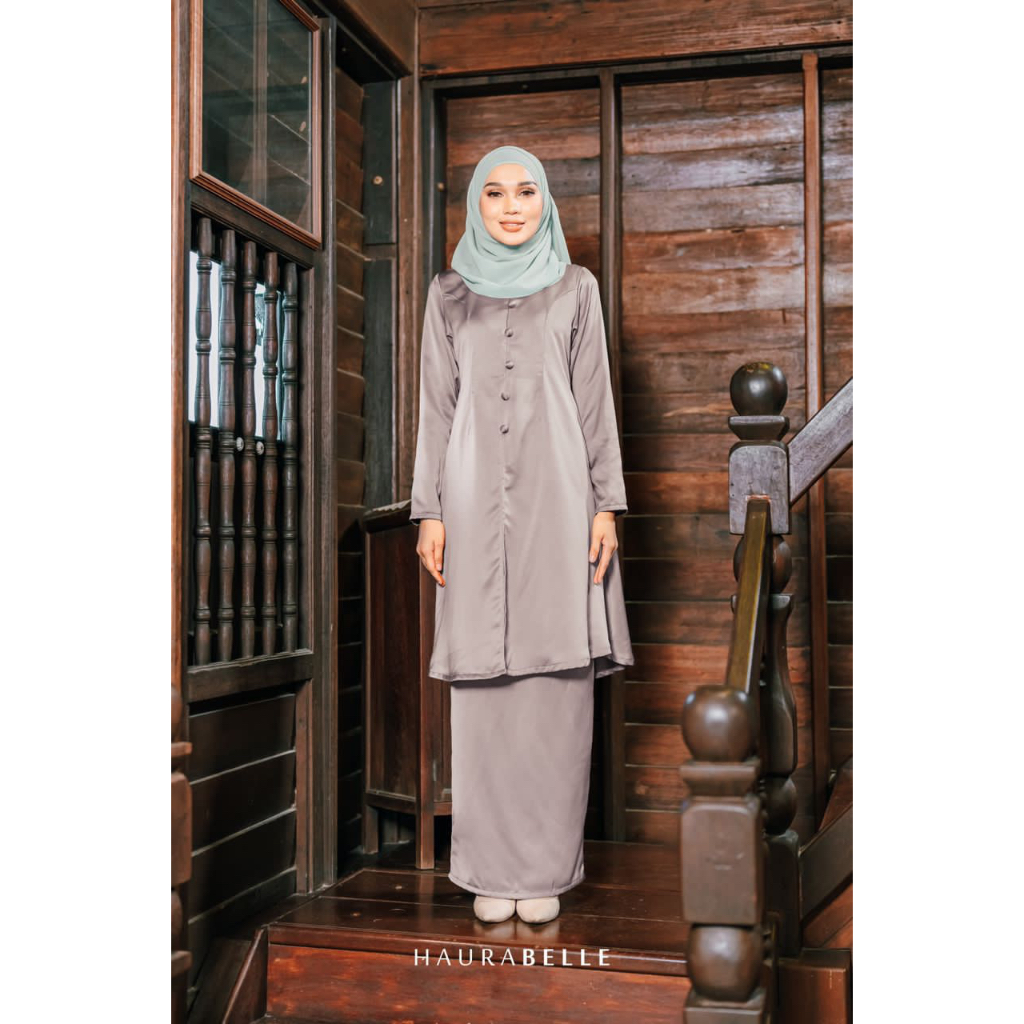 Readystock Thalia Kurung Haurabelle Baju Kurung Satin Baju Raya Haji ...