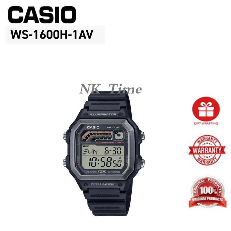 CASIO WATCHES WS-1600H Resin Band Men Watch WS-1600H-1AV / WS-1600H-1A ...