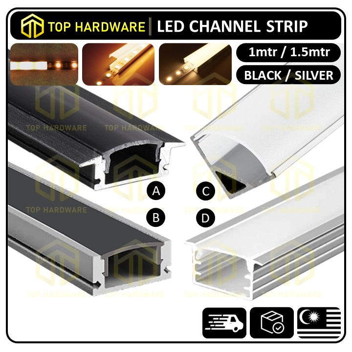 TOP🇲🇾 (1M/1.5M) LED Channel Strip Light Aluminium Casing V Profile ...