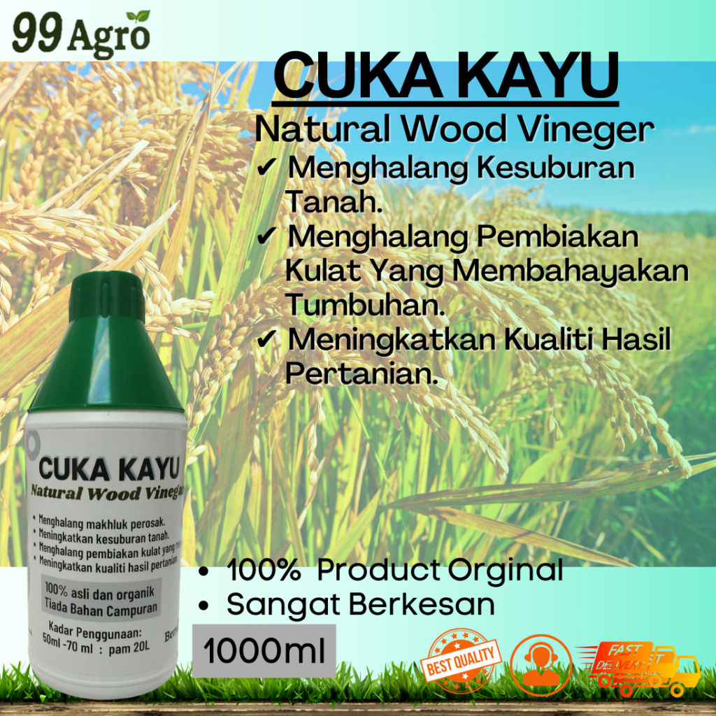1L Cuka Kayu Organik Asli & Tulen Wood Vinegar Organic Anti Tikus Halau ...