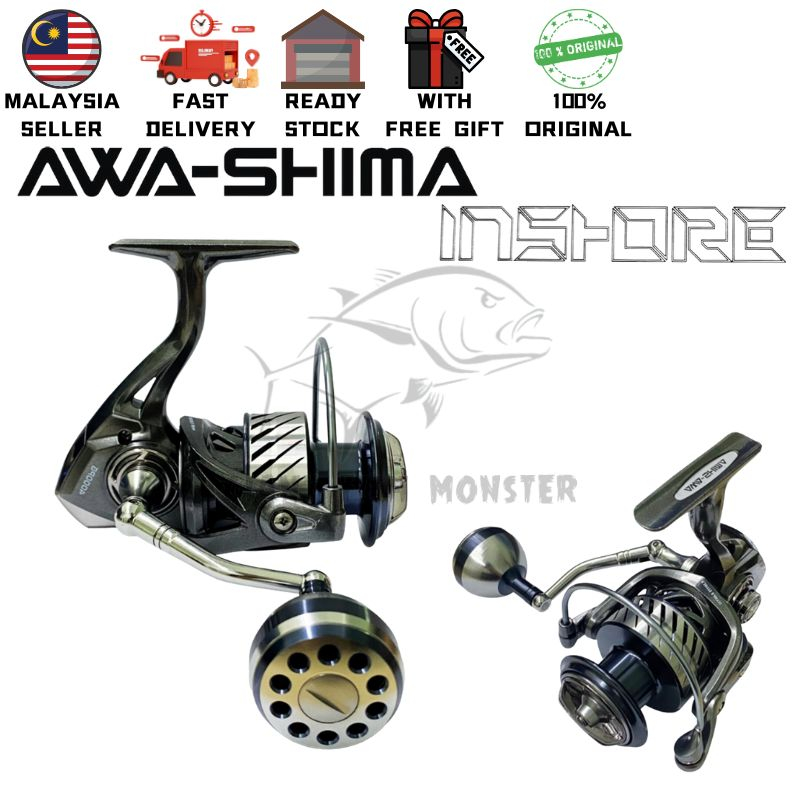 NEW 2023 AWASHIMA INSHORE SPINNING REEL WITH FREE GIFT | Shopee Malaysia