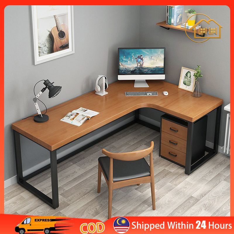 LI-Corner Desk Workstation Study Writing Table Meja Belajar Computer ...