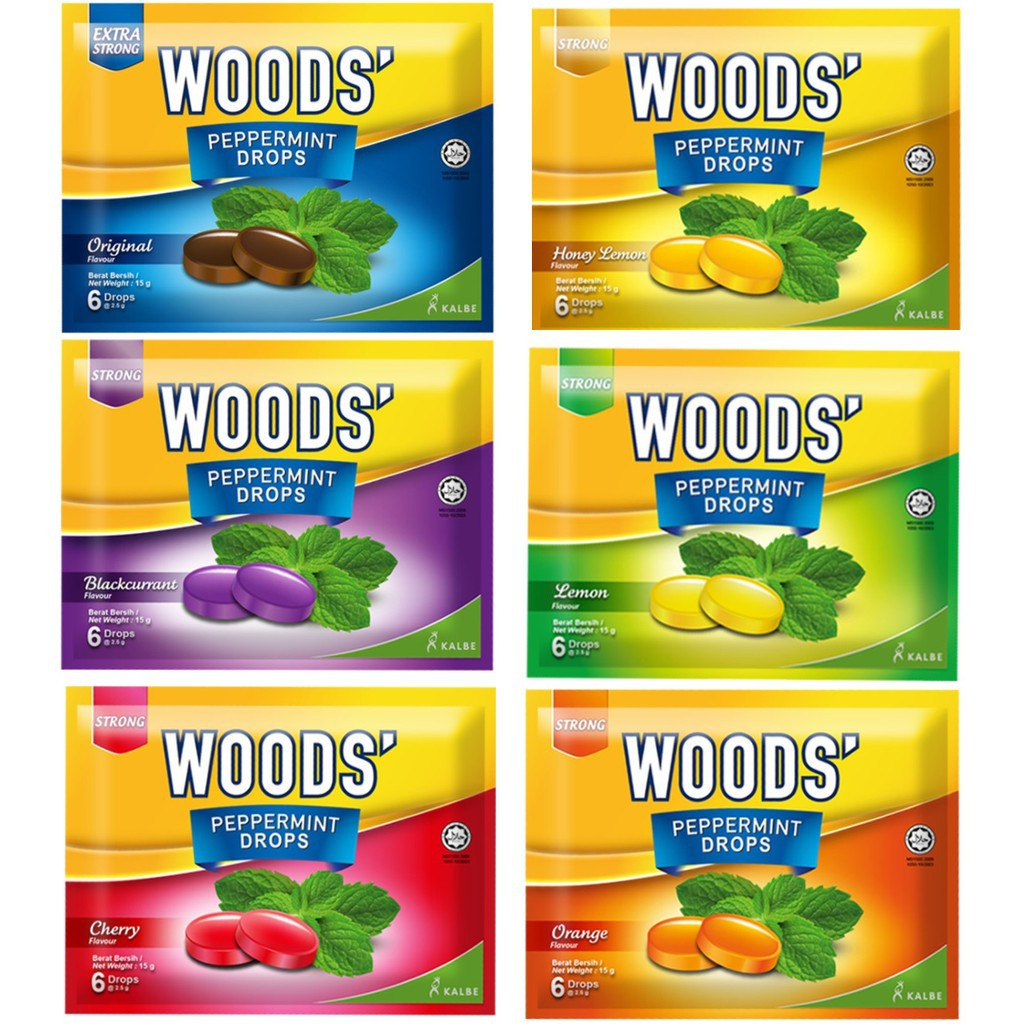 Woods Lozenges Peppermint Sore Throat Drops 15g (6 drops per pack) Gula ...