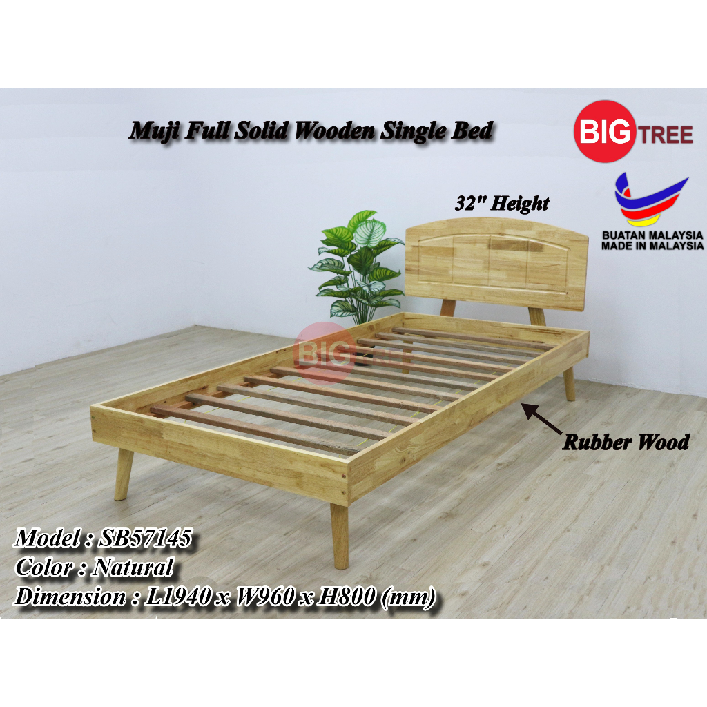 Big Tree Japanese Design Modern Wooden Single Bed Frame / Full Solid ...