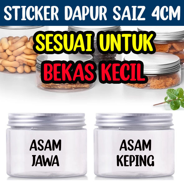 Label Sticker Transparent Waterproof Bekas Rempah Barang Dapur ...