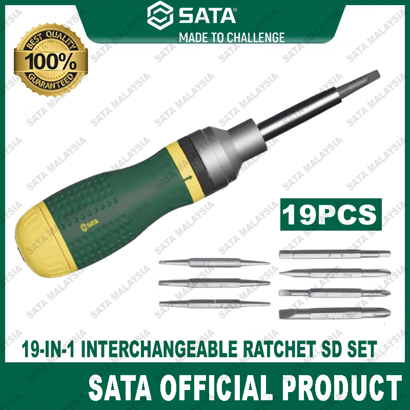 SATA 19-IN-1 Interchangeable Ratchet SD Set 09350 Screwdriver Set ...