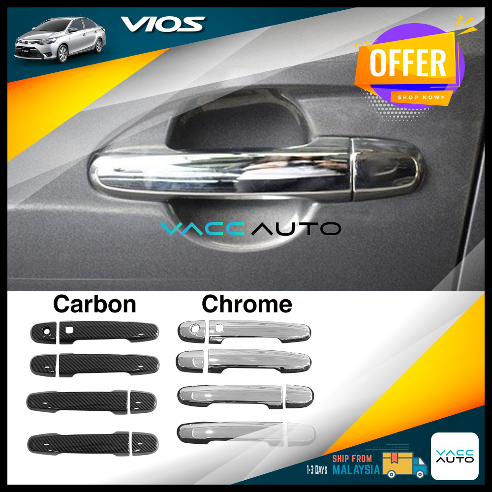 Toyota Vios (3rd Gen) Door Handle Carbon Chrome Protector Cover Molding ...