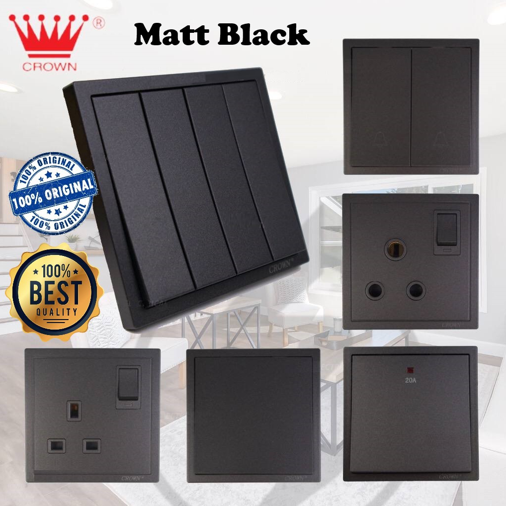 READY STOCK CROWN CM Series Switch & Socket 13A, 15A, 20A, 1G1W, 2G1W ...