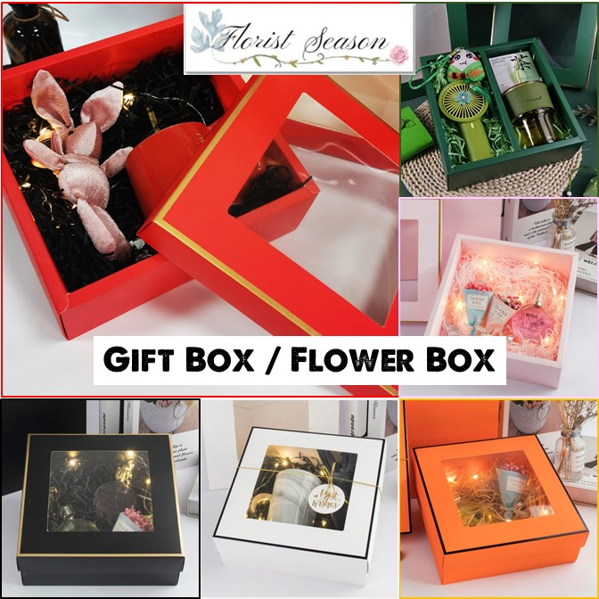 Kotak Hadiah Segi PVC Transparent (23cm x H8cm) / Square Gift Box with ...