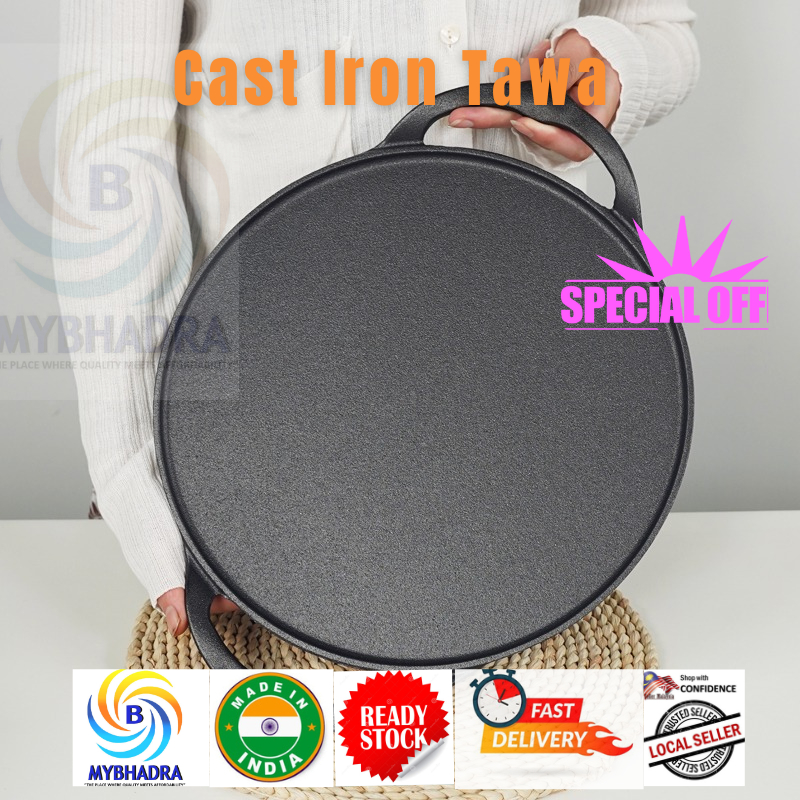 Preseasoned Cast Iron Crepe Pan / Tawa 30 CM. Mudah masak Thosai ...