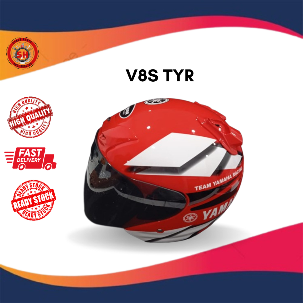 Helmet Yamaha Red Helmet V8S TYR (READY STOCK) Helmet V8S Helmet TYR ...