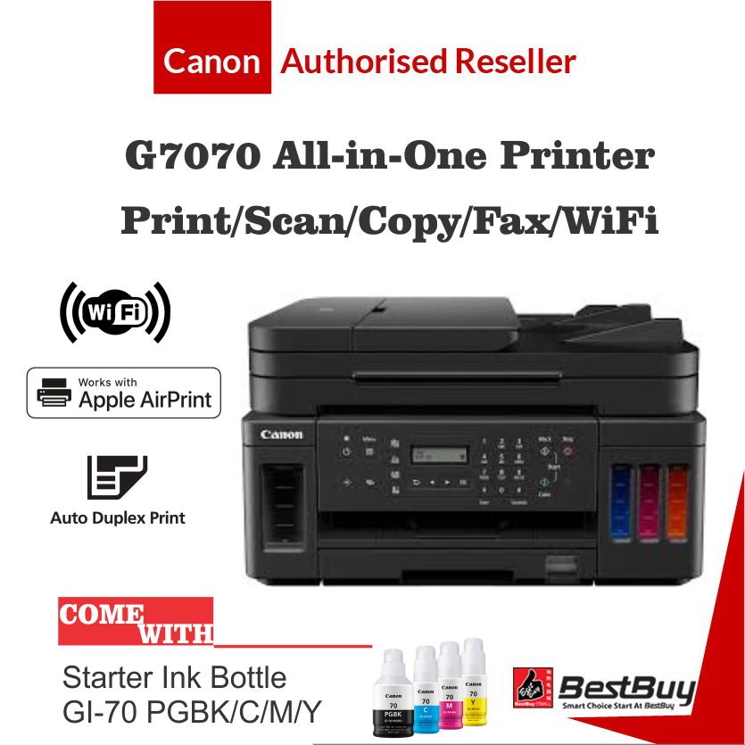 Canon Pixma G7070 Refillable Ink Tank Wireless All In One With Fax ...