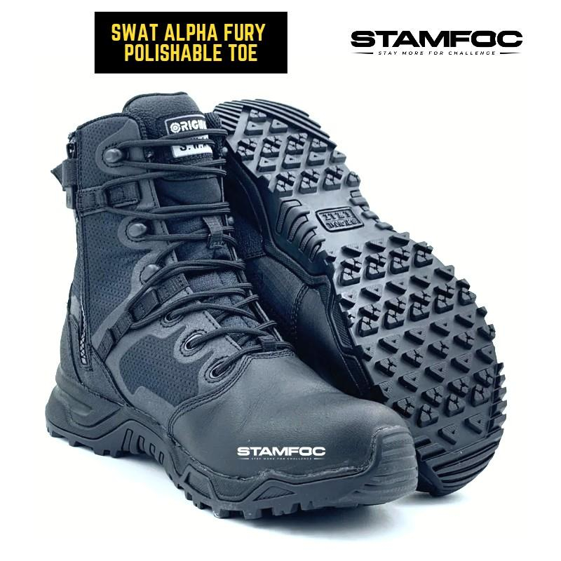 SWAT Alpha Fury 8" Polishable Toe Tactical Boot Kasut Operasi GD ...