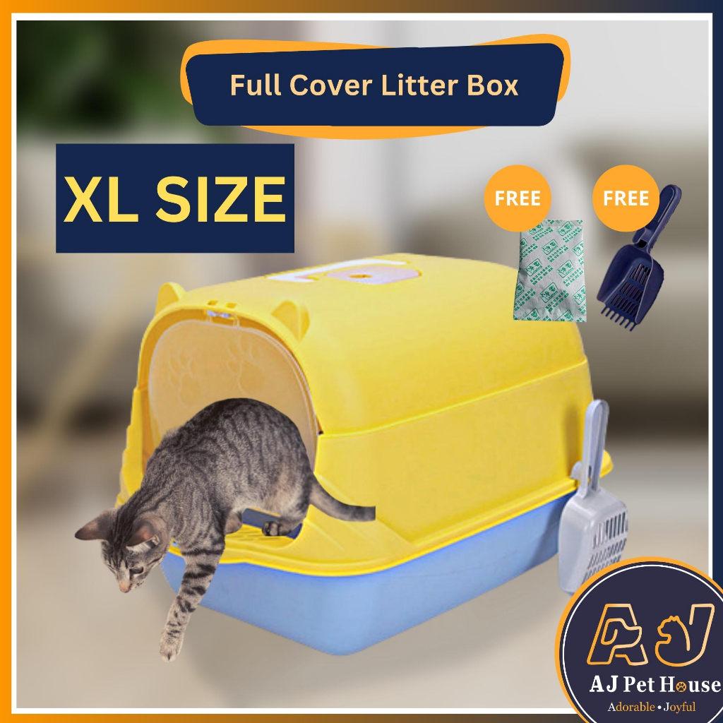 AJPET Large Cat Litter Box Tempat Berak Kucing Bertutup Cat Toilet Tray ...