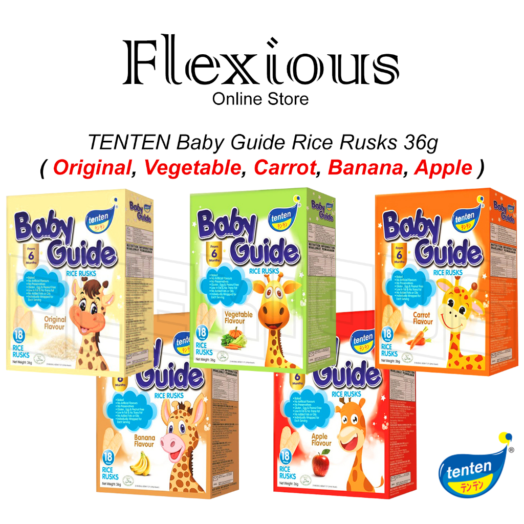 TENTEN Baby Guide Rice Rusks 36g (Single),(Combo 5) - (6 Months+ ...