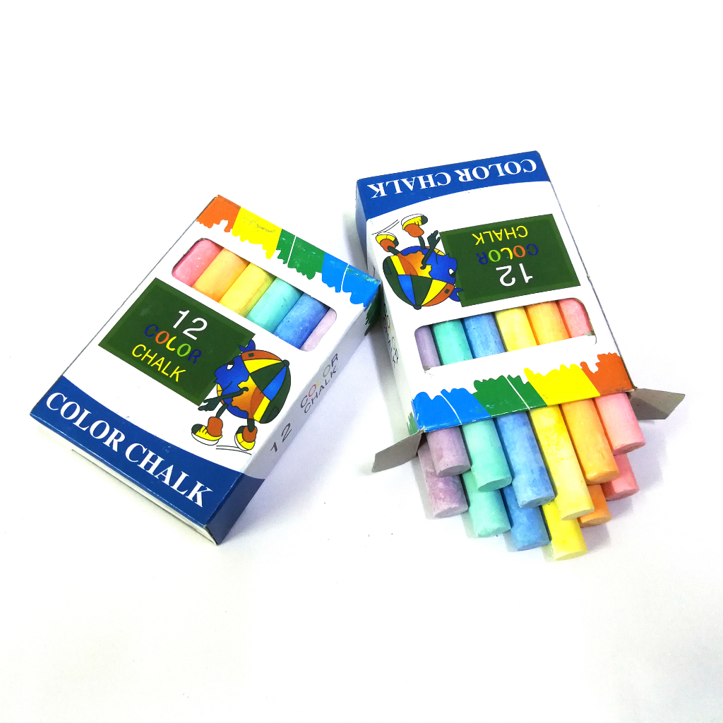 (12pcs)(6 Colour) Mixed Colour Chalk for Blackboard / Kapur Warna untuk ...