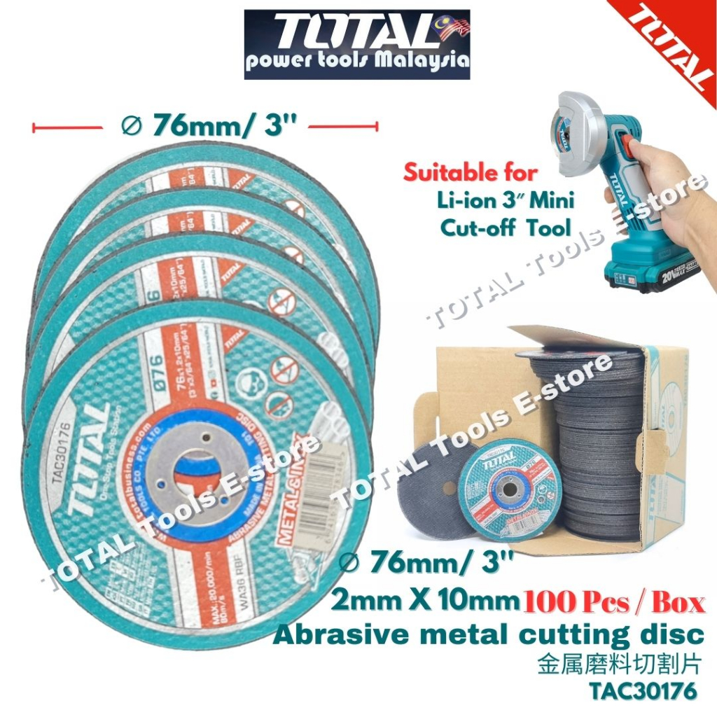 TOTAL 100Pcs* 3'' / 76mm∅ *1.2mm*10mm∅ (flat) Abrasive metal cutting ...