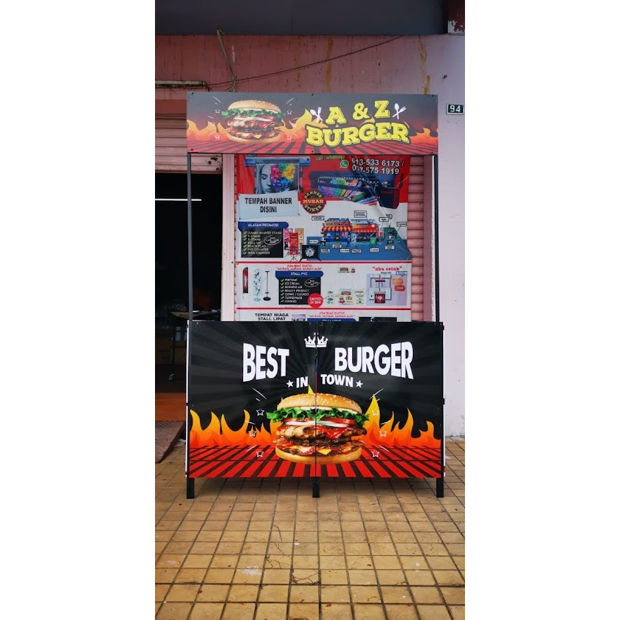 STALL LIPAT BESI/KIOSK/BOOTH NIAGA/KAUNTER FRESH BURGER WITH SUNBURST ...