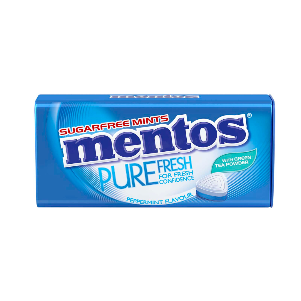 Mentos Pure Fresh SugarFree Mints 35g per Tin (1 Box - 9 Tin) Peppermint/ Spearmint/ Intense ...
