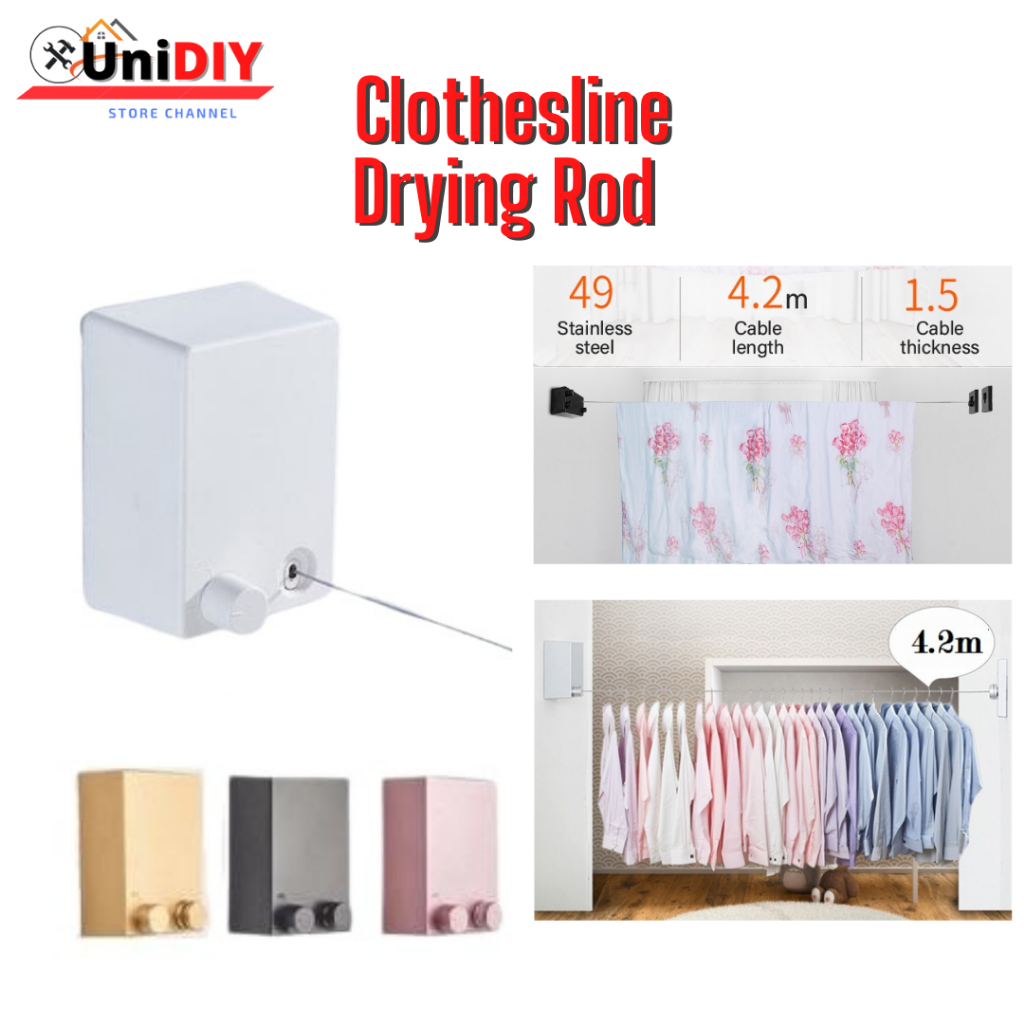 Retractable Invisible Clothesline Drying String With Adjustable ...