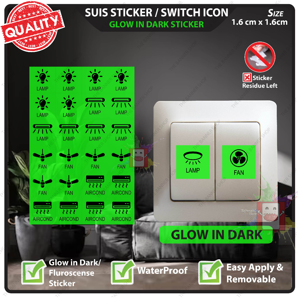 Suis Label Glow in the Dark Sticker/ Switch Label Fluroscence Sticker ...