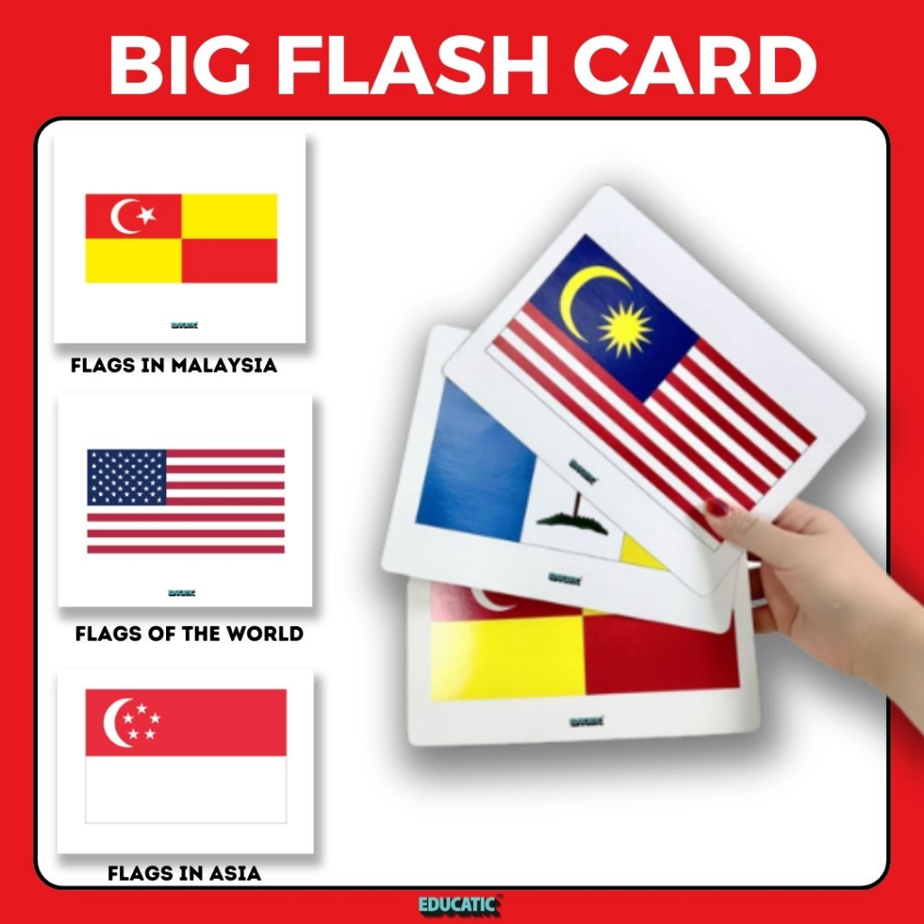 Big Flash Card State of Malaysia Flag, Asia & World | Flag Flash Cards ...
