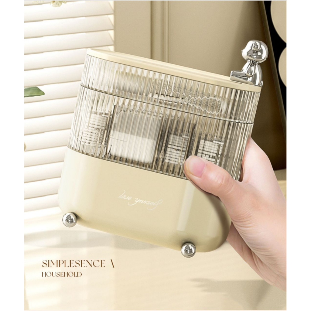 Korean style acrylic rotating compartments desk organizer box | Shopee ...